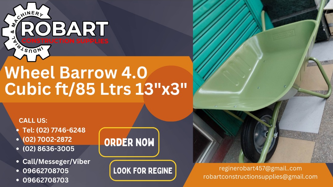 Wheel Barrow 4.0 Cubic ft/85 Ltrs 13"x3", Commercial & Industrial ...