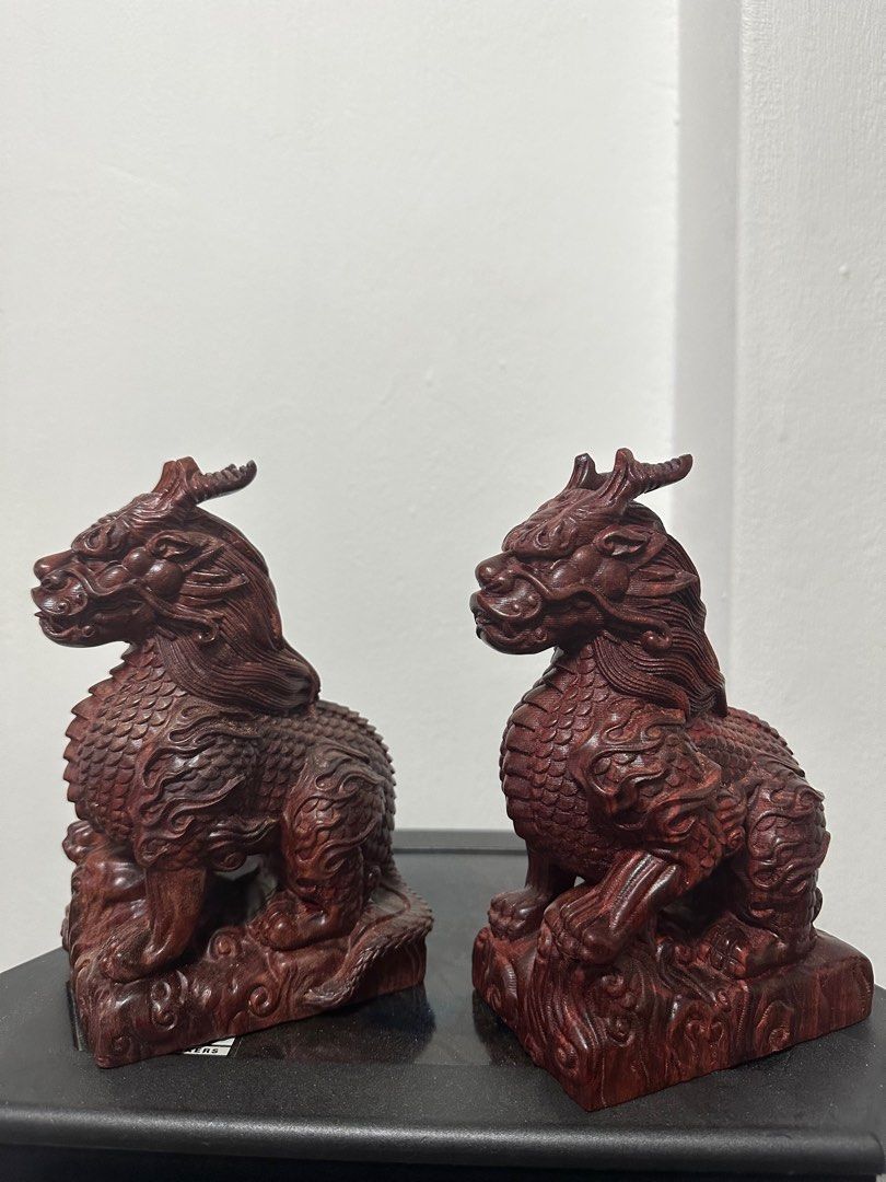Wood carving Qilin, Hobbies & Toys, Memorabilia & Collectibles, Vintage ...