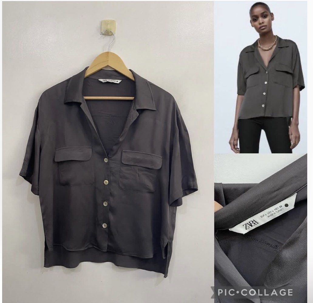 Zara Flowy Boxy Top Large, Women's Fashion, Tops, Blouses on Carousell
