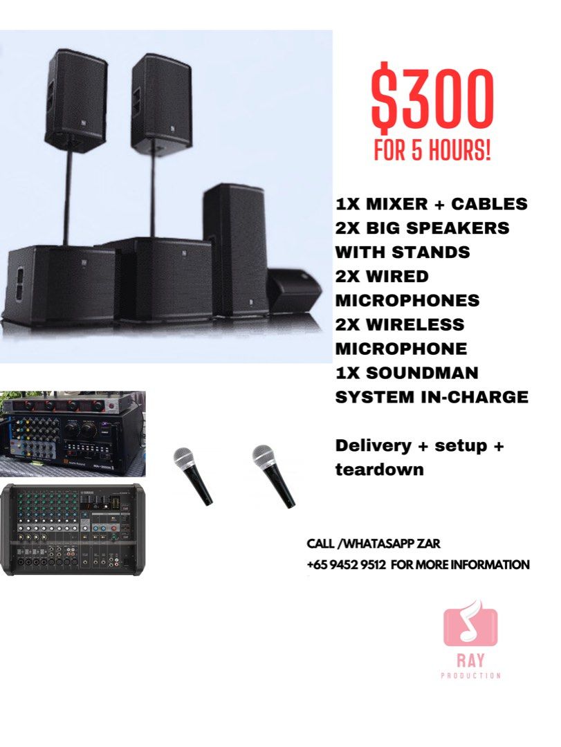 $300 X 5HOURS SOUND SYSTEM RENTAL, Lifestyle Services, Event & Party ...