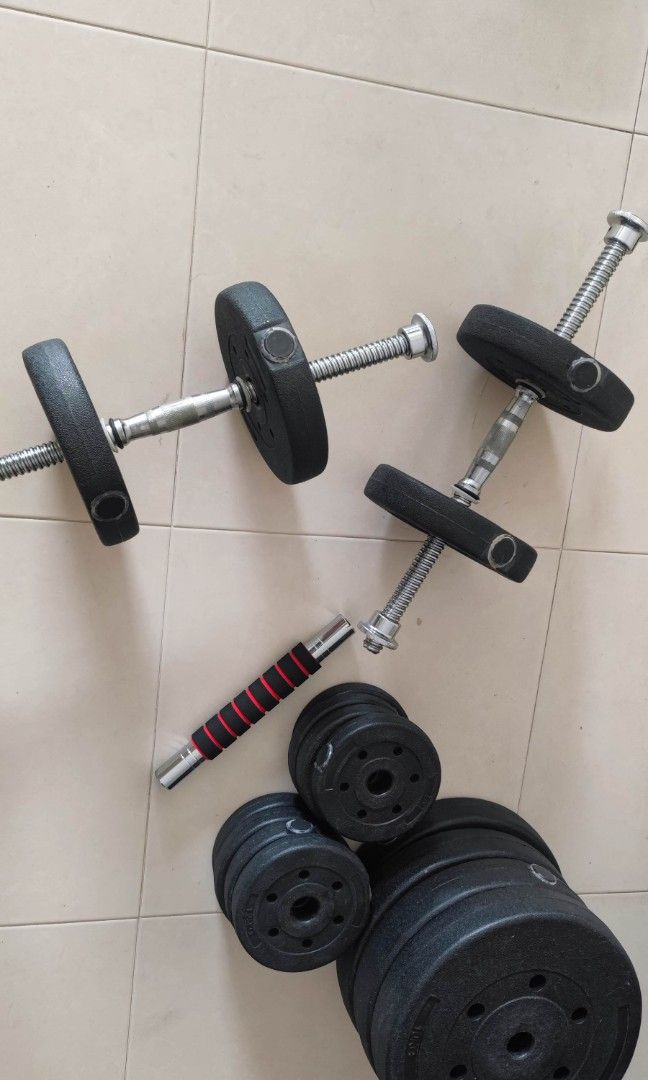 64kg total weight cement plastic + 2 extra long steel bar, Sports ...