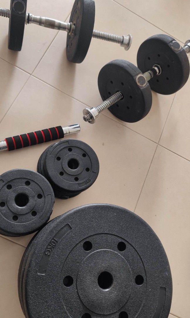 64kg total weight cement plastic + 2 extra long steel bar, Sports ...