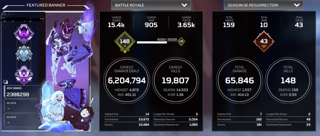 Apex Legends Account (Wraith & Path Heirloom/ Rare Skins/ Permanent S3 ...