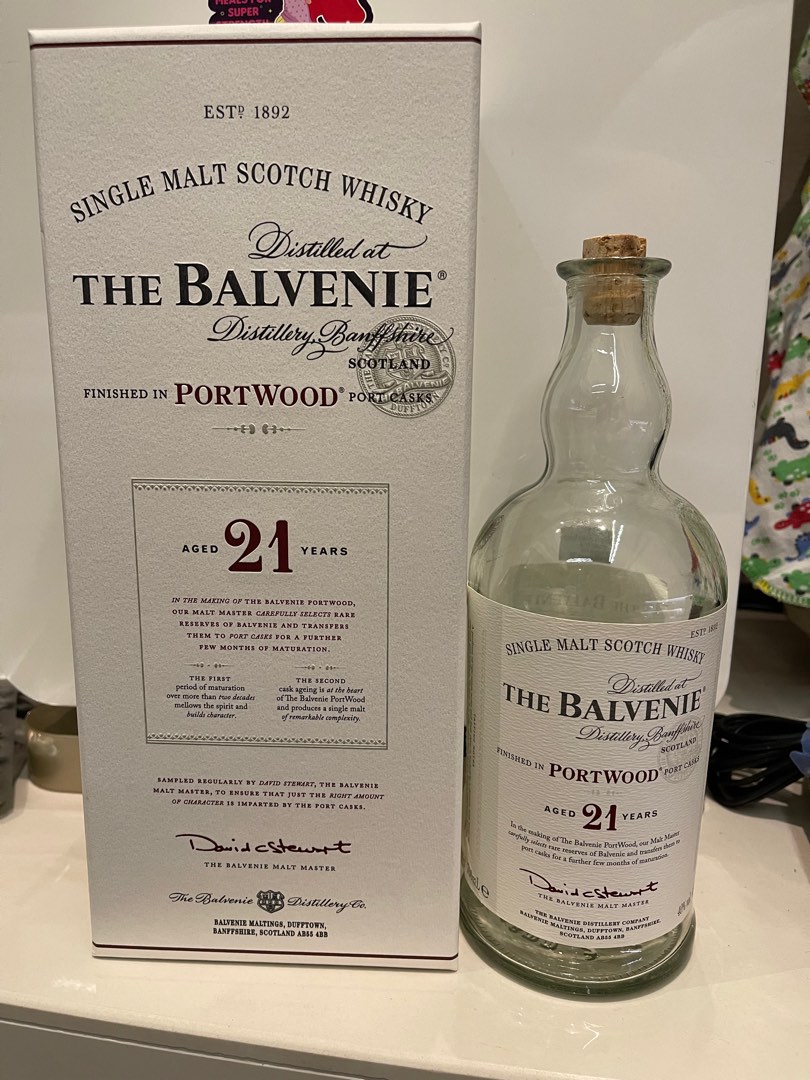 Balvenie 21 Portwood Empty Bottle and Box, Food & Drinks, Alcoholic ...
