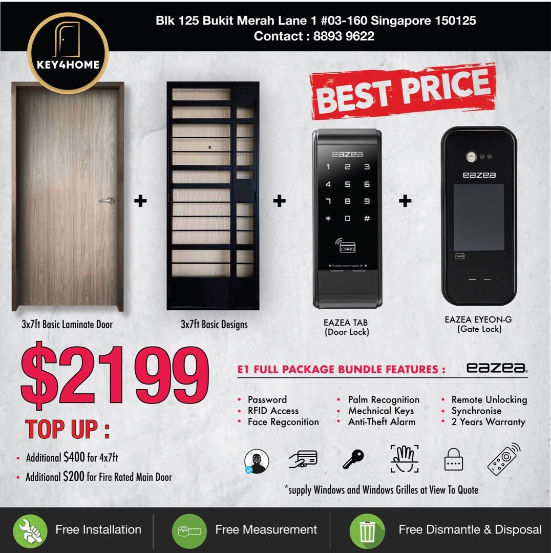 Bundle of Gate+Door+EAZEA E1 Digital Lock, Furniture & Home Living ...
