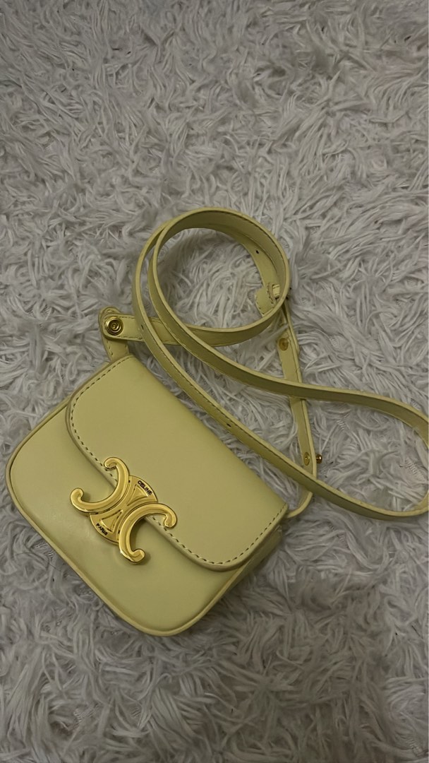 Celine Mini Sling Bag Yellow, Luxury, Bags & Wallets on Carousell