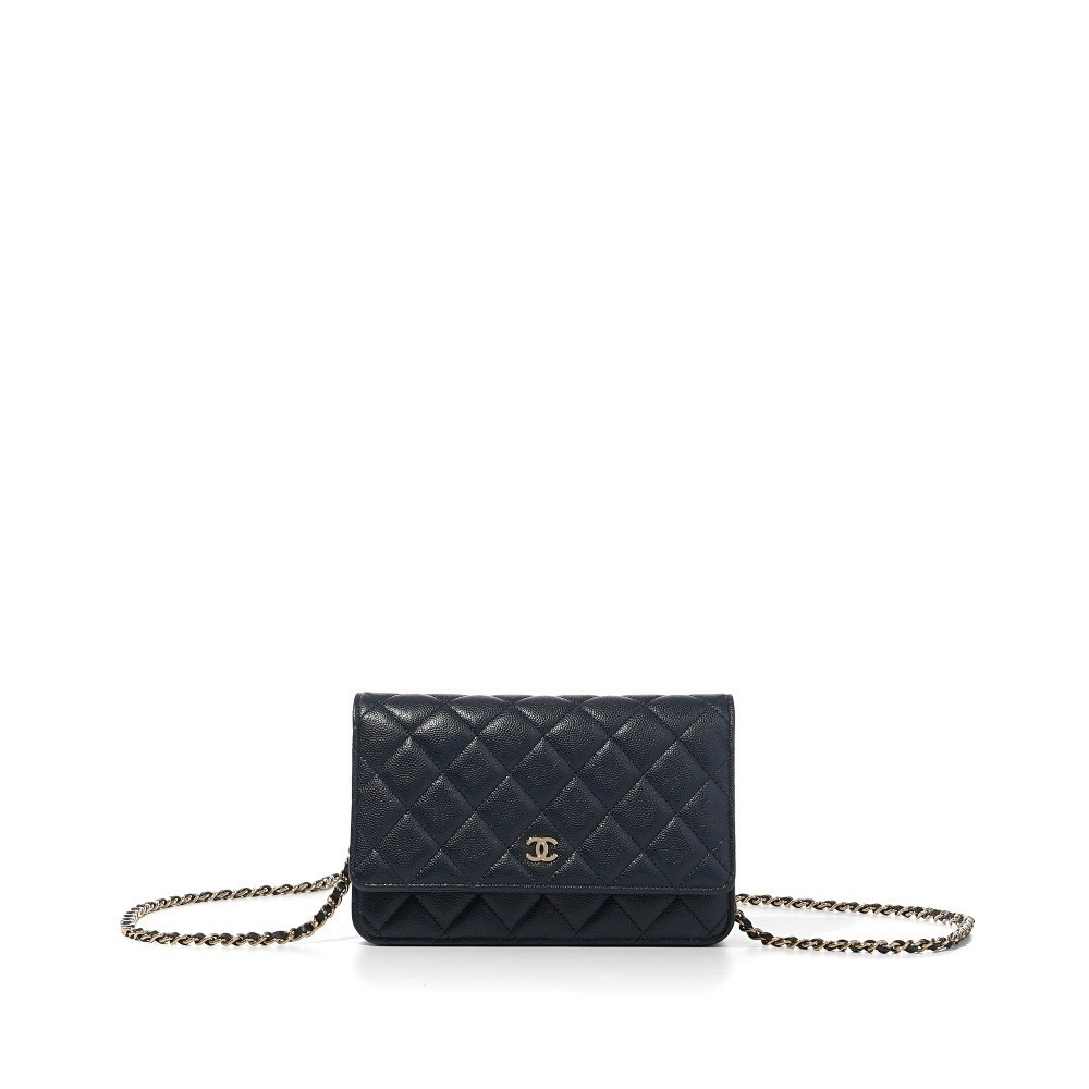 Chanel Classic Wallet on Chain in Caviar Leather Navy Blue and Gold ...