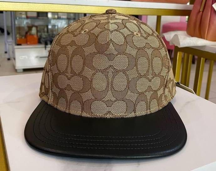 Coach Signature Jacquard Flat Brim Cap, Luxury, Accessories on Carousell