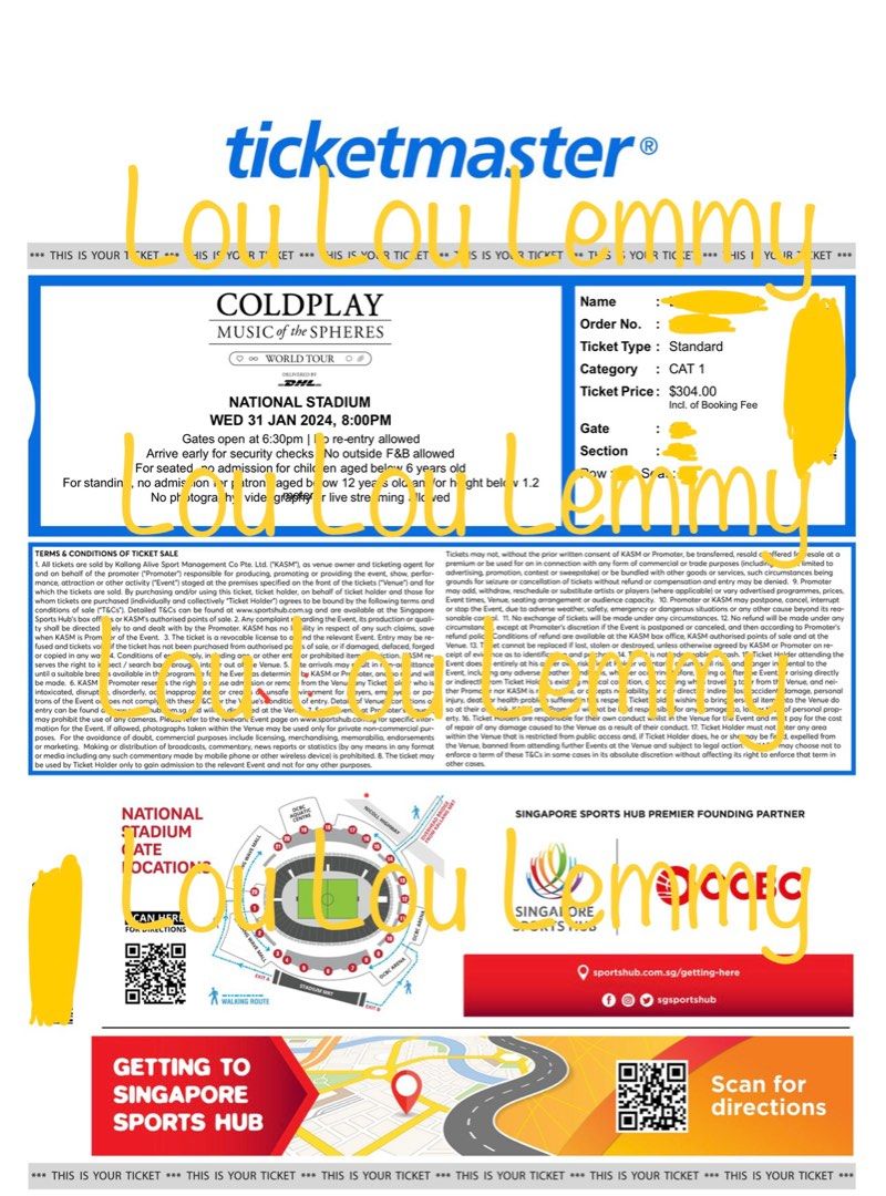 Coldplay SG Cat1 Ticket 31 Jan, Tickets & Vouchers, Event Tickets on ...