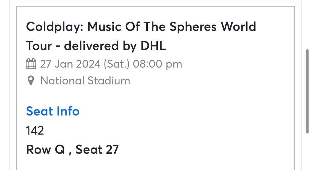 COLDPLAY SINGLE TICKET CAT 3, Tickets & Vouchers, Event Tickets on ...