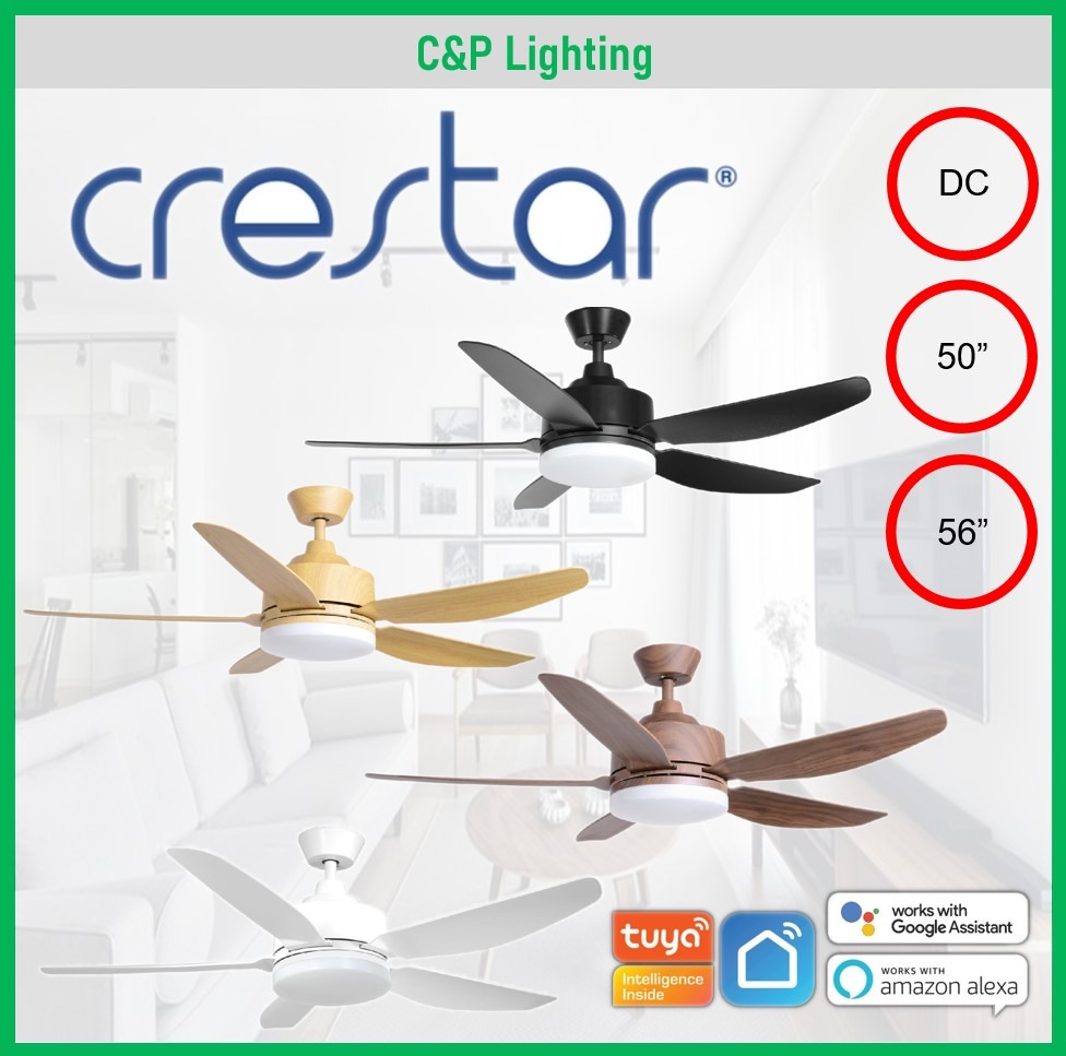 Crestar Airis+ 50 / 56" Smart Wifi 5 Blades Ceiling Fan With Dimmable ...