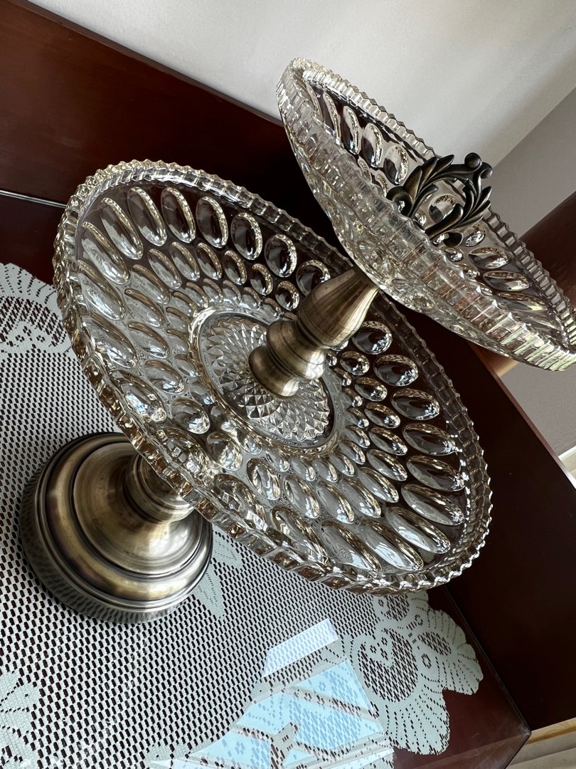Crystal Glass fruit / dessert tray, Furniture & Home Living ...