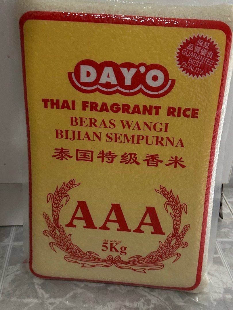 Day O Thai Fragrant Rice AAA 5kg, Food & Drinks, Rice & Noodles on ...