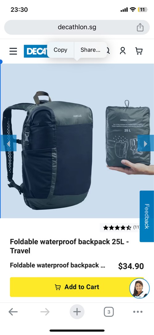 Decathlon Foldable waterproof Travel backpack - 25l, Sports Equipment ...