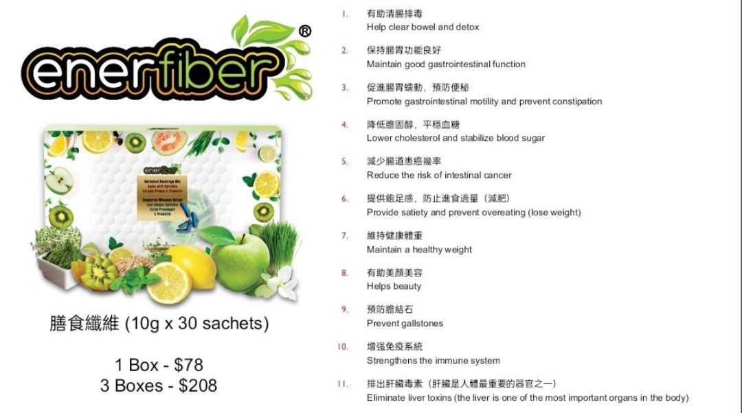 ENERFIBER Botanical Beverage Mix (10g x 30 sachets)/Box, Health ...