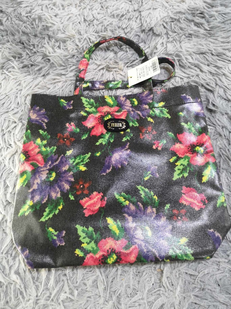 Feiler Black Floral Tote Bag, Women's Fashion, Bags & Wallets, Tote Bags on Carousell