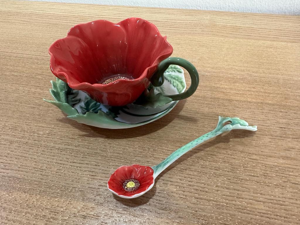 Franz Common Poppy Cup, Saucer and Spoon set, Furniture & Home Living ...