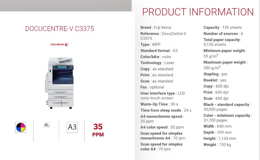 Fuji Xerox DocuCentre-V C3375, Computers & Tech, Printers, Scanners & Copiers on Carousell