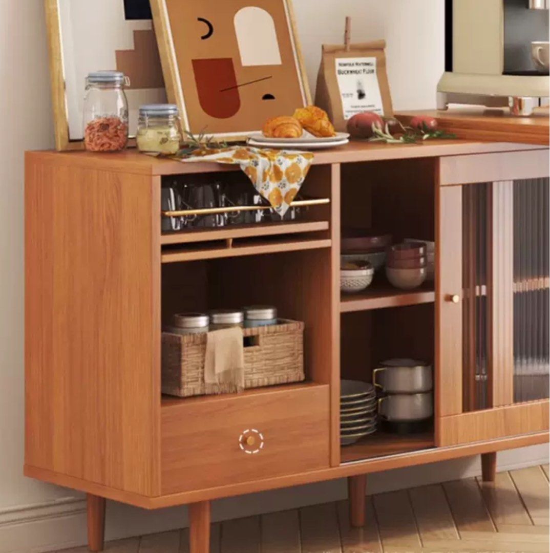 GOUS Japandi Solid Wood Dining Table Cabinet, Furniture & Home Living ...