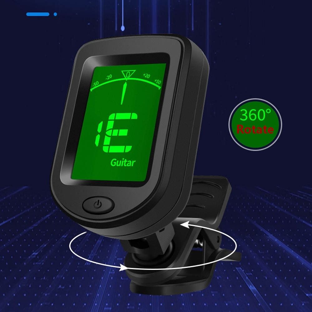 Guitar Tuner Clip-on Rotatable Chromatic Digital Tuner LCD Display Mini ...