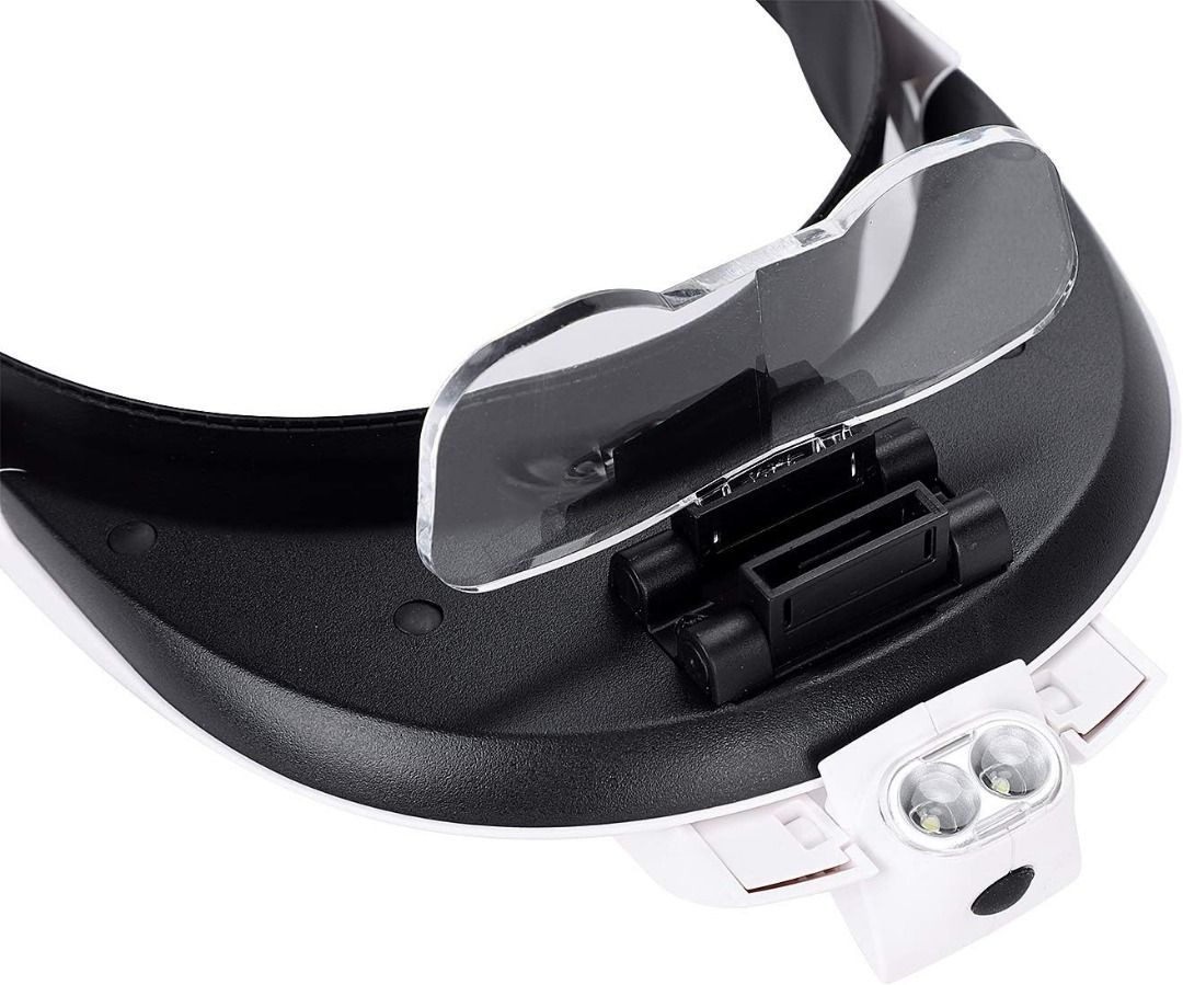 Head Mounted Magnifier Hands Free Illuminated Magnifying Glass with 2 ...