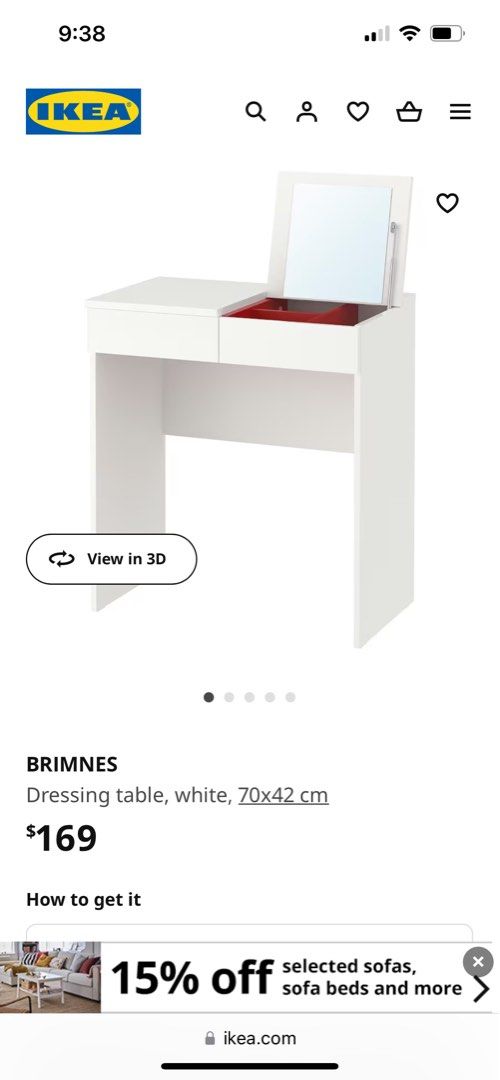 IKEA Brimnes Dressing Table, Furniture & Home Living, Furniture, Tables ...