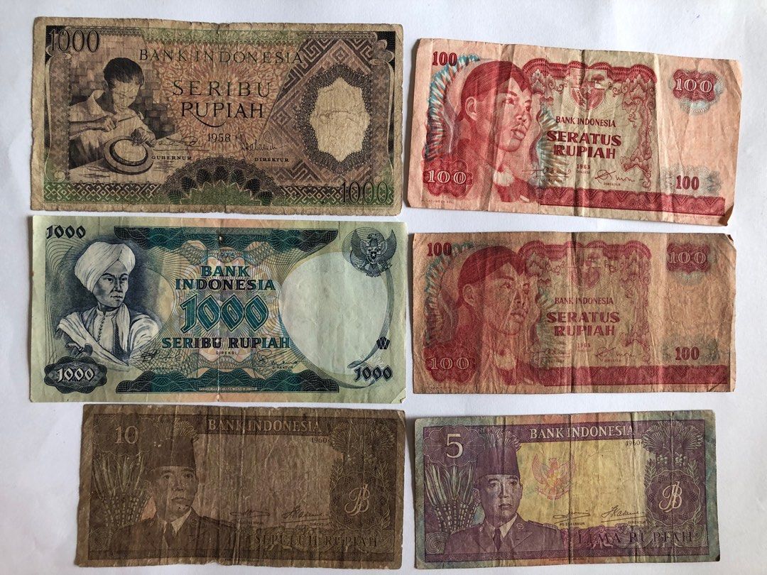Indonesia old notes 1958,1960,1968,1975,(6pcs), Hobbies & Toys ...