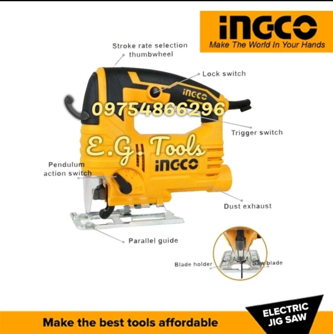 INGCO 570W Jig Saw Jigsaw with 3 Blades (JS57028P), Commercial ...