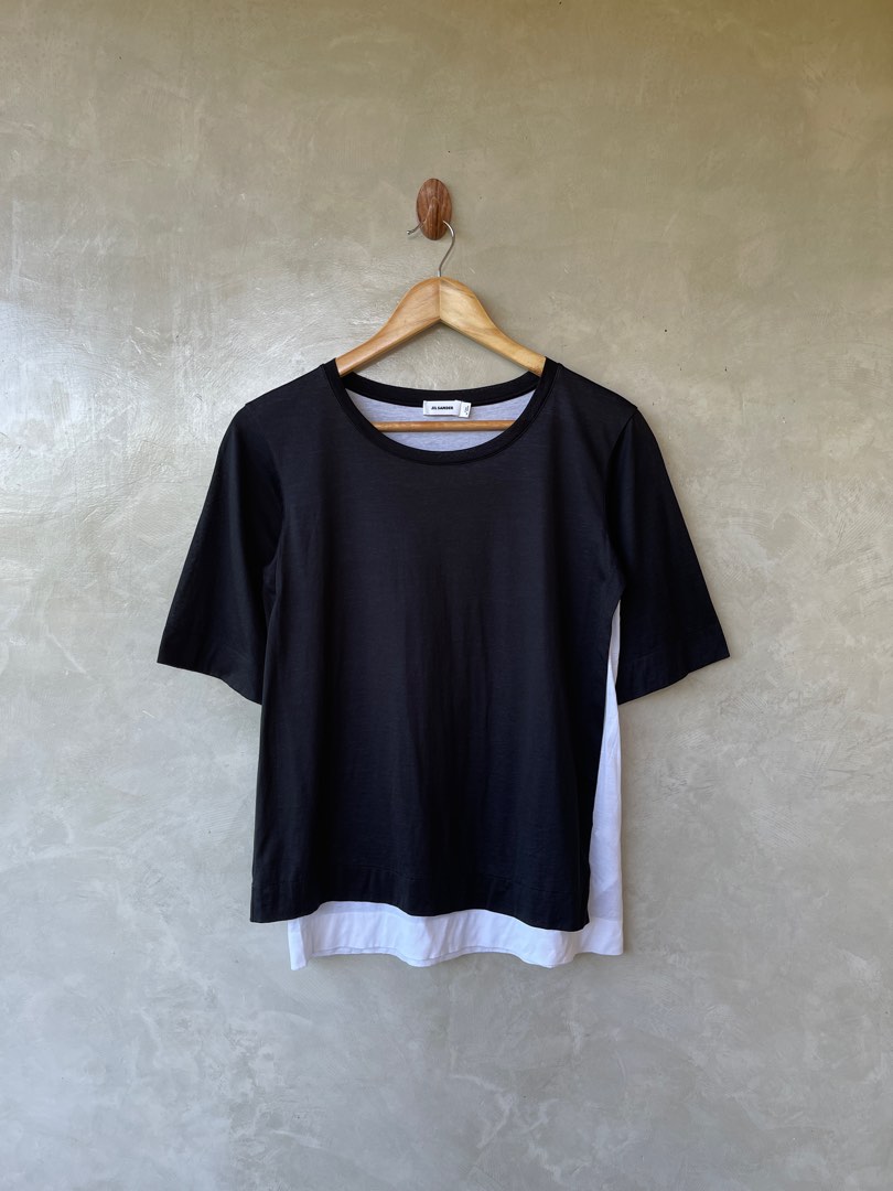 JIL SANDER S/S14 Fake Layer T.S Black/White, Women's Fashion, Tops ...