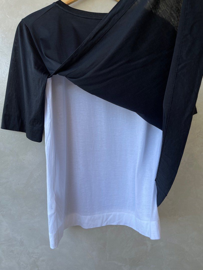 JIL SANDER S/S14 Fake Layer T.S Black/White, Women's Fashion, Tops ...