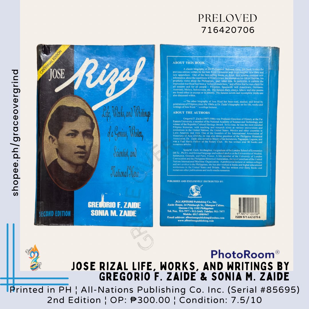 JOSE RIZAL Life, Works, and Writings by Gregorio F. Zaide & Sonia M ...