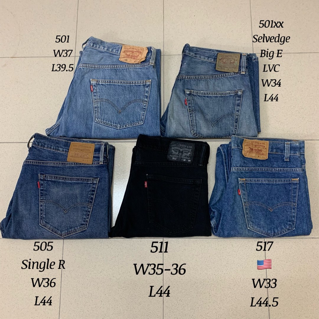 Levis 501 501xx 505 511 517 USA Big E Selvedge LVC Not Rindem Not Vintage Superblack, Men's ...