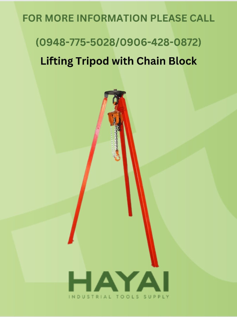 Lifting Tripod with Chain Block, Commercial & Industrial, Construction ...