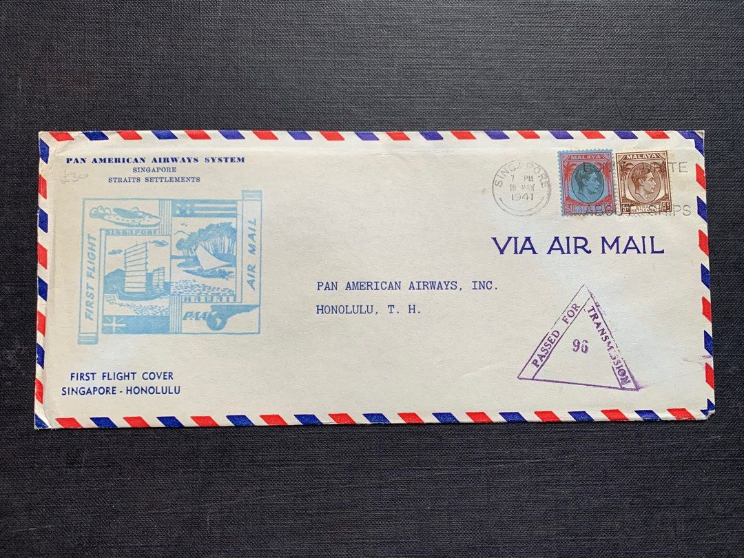 Malaya USA First Flight Cover 1941 WWII KGVI, Hobbies & Toys ...