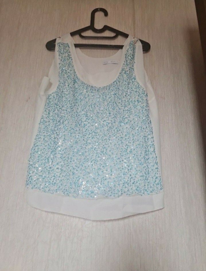 Merek minimal XXL tank top blink blink biru (V12), Fesyen Wanita ...