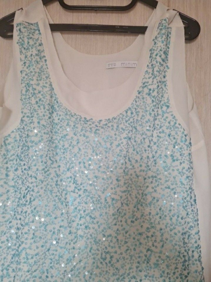 Merek minimal XXL tank top blink blink biru (V12), Fesyen Wanita ...