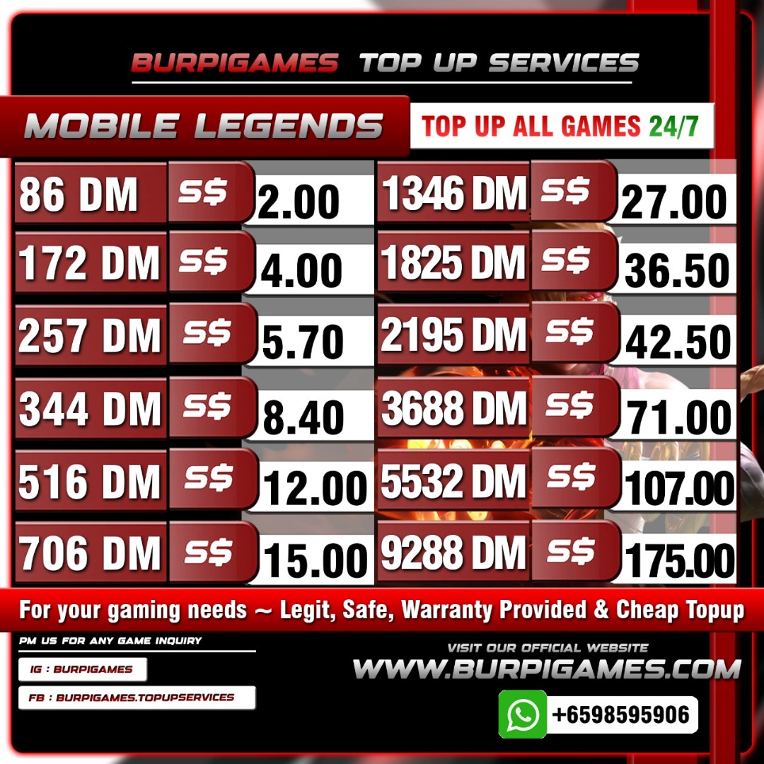 CHEAPEST Mobile Legend DIAMONDS TOP UP- INSTANT VIA ID TOP UP MLBB 24/7 ...