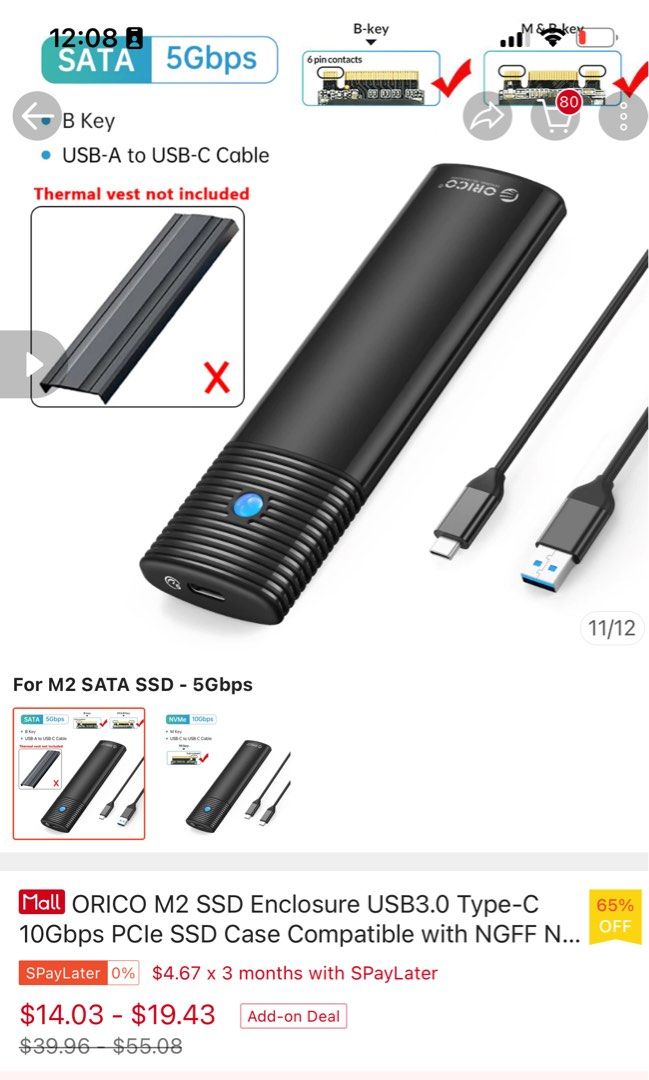 ORICO M2 SATA SSD ENCLOSURE USB 3.0 5 GBPS, Computers & Tech, Parts ...