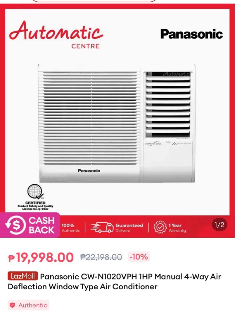 Panasonic 1HP Window Type Non Inverter, TV & Home Appliances, Air ...