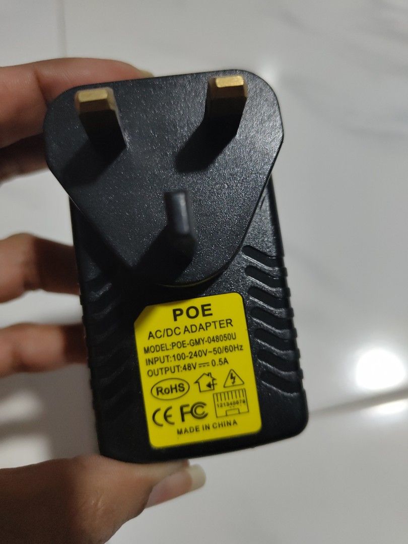 Poe ethernet power adapter ac / dc 10/100 mbs adaptive rj-45 port ...