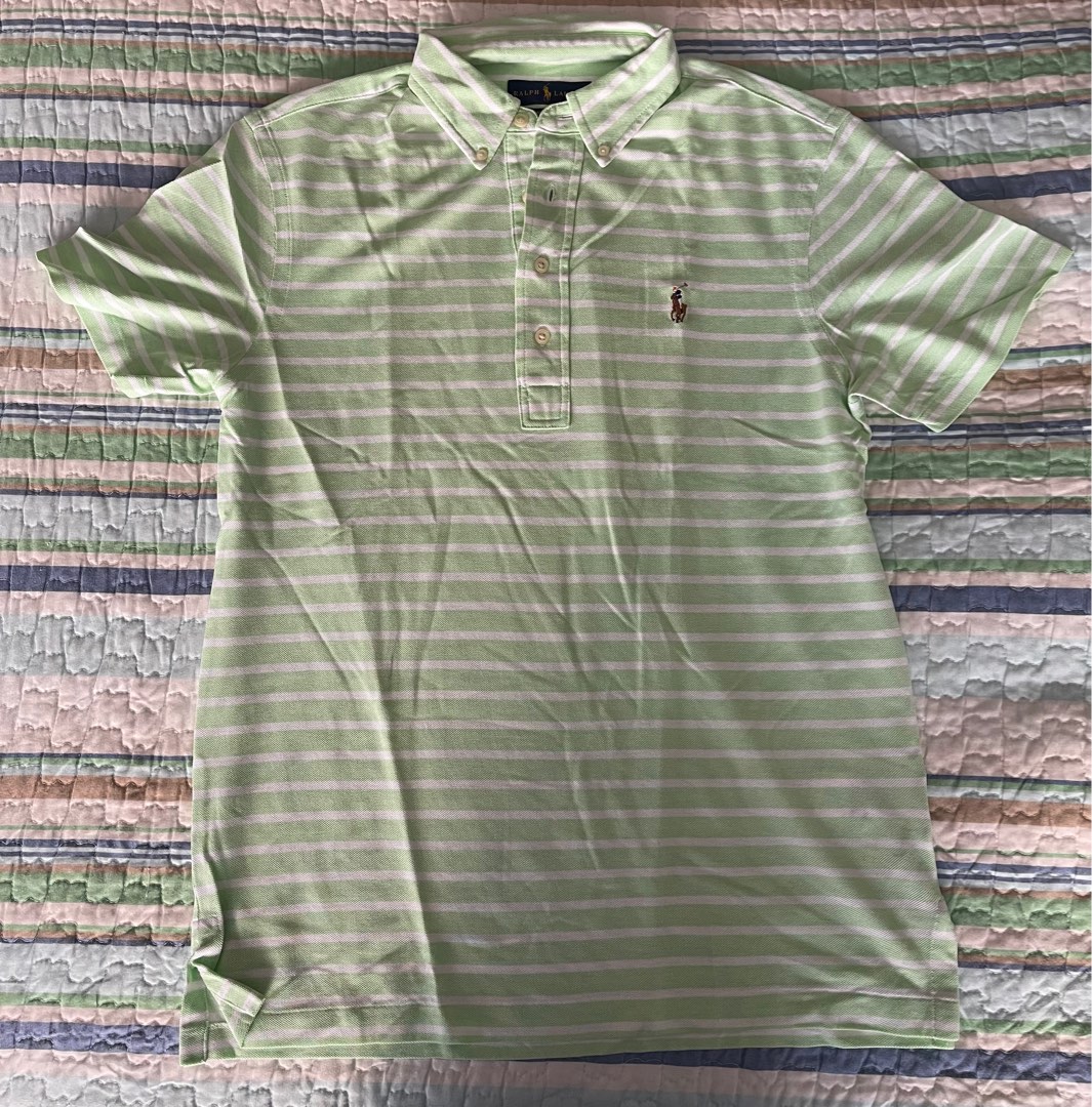 Polo Ralph Lauren Polo shirt Green Stripes, Men's Fashion, Tops & Sets, Tshirts & Polo Shirts on ...