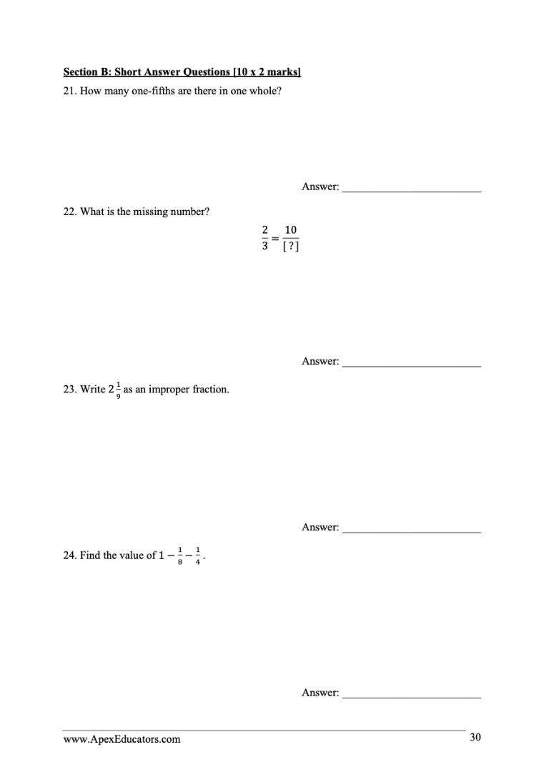 Primary 4 Mathematics Topical Worksheets and Tests (pdf), Hobbies ...