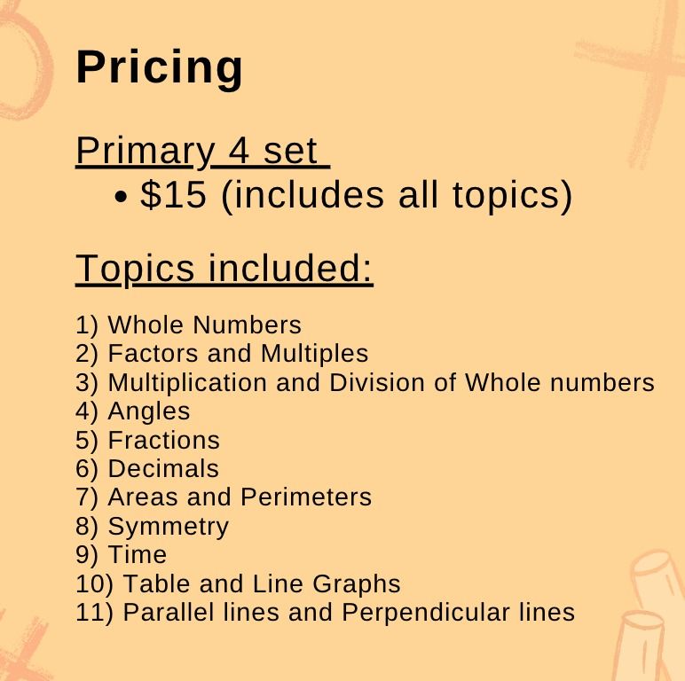 Primary 4 Mathematics Topical Worksheets and Tests (pdf), Hobbies ...