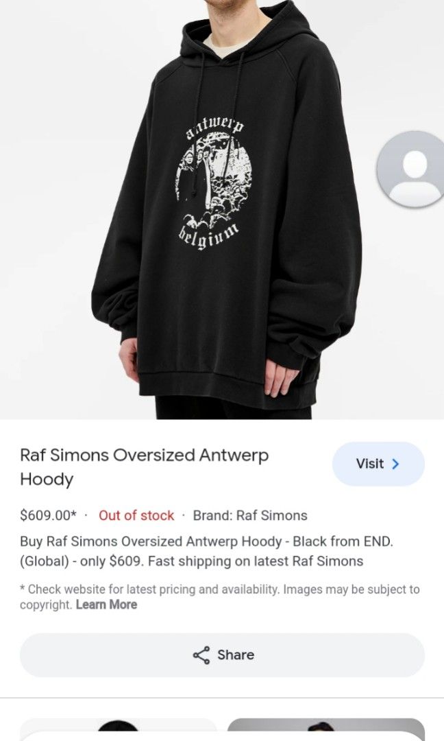 RAF SIMONS Oversized Antwerp Hoodie, Luxury, Apparel on Carousell
