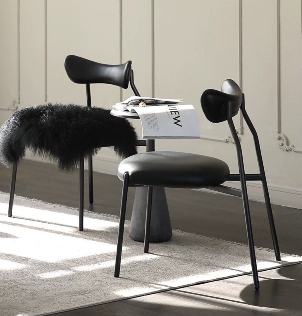 REGAS Modern Leather Dining Chair, Furniture & Home Living, Furniture ...