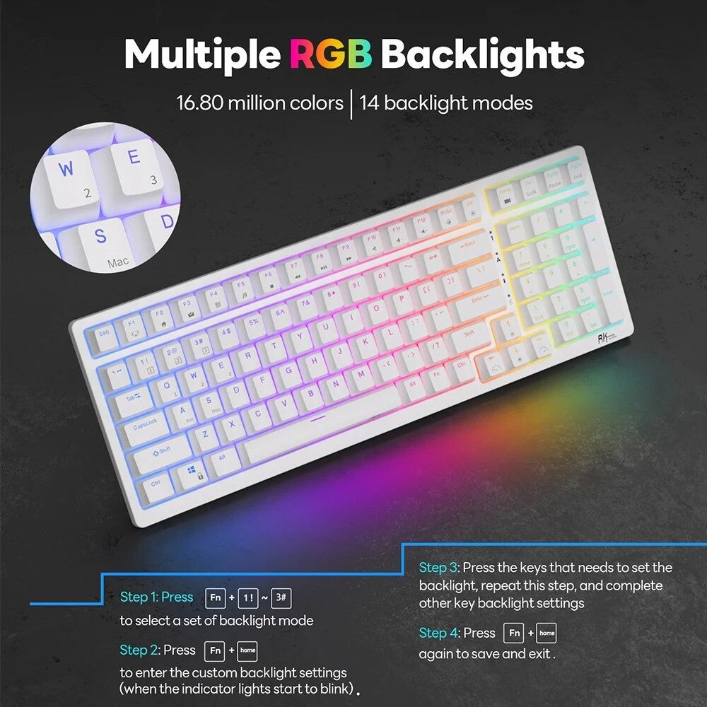 RK98 98% Mechanical RGB Gaming Keyboard by Royal Kludge | Wired / USB ...