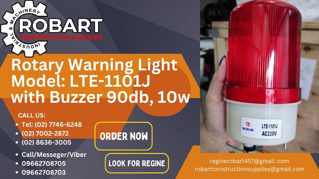 Rotary Warning Light Model: LTE-1101J with Buzzer 90db, 10w, Commercial ...