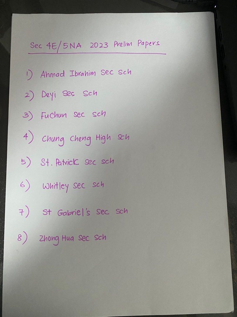 Sec 4E/5N 2023 POA Prelim Papers, Everything Else on Carousell