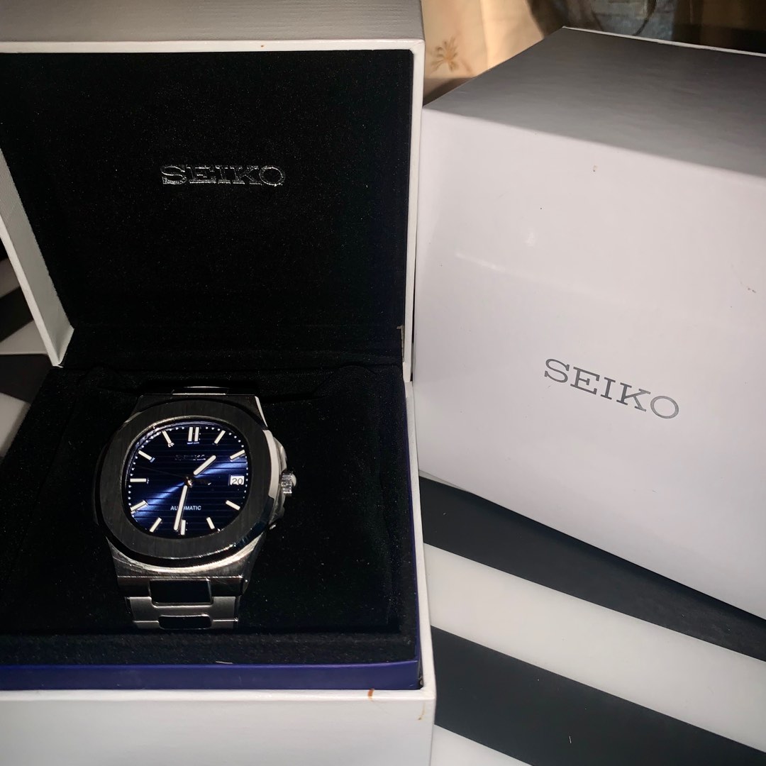 Seiko Mod Nautilus Blue, Men's Fashion, Watches & Accessories, Watches ...