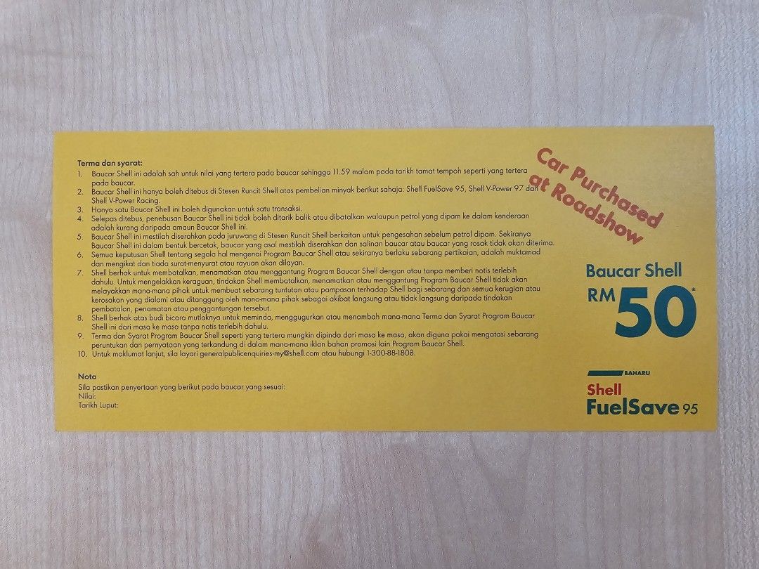 Shell Petrol Voucher RM50, Tickets & Vouchers, Vouchers on Carousell